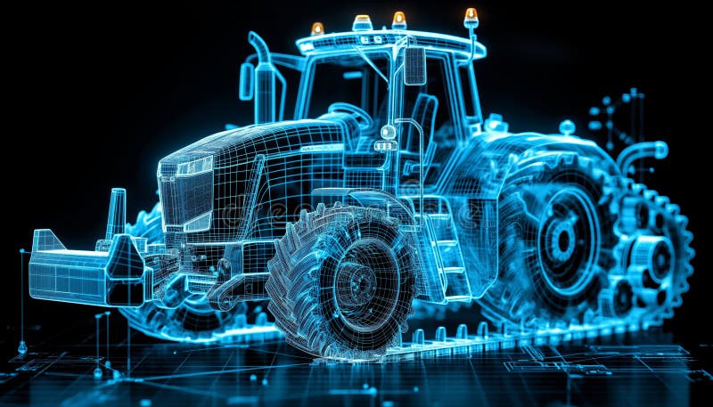 Futuristic Neon Tractor Hologram Concept Stock Photo - Image of ...