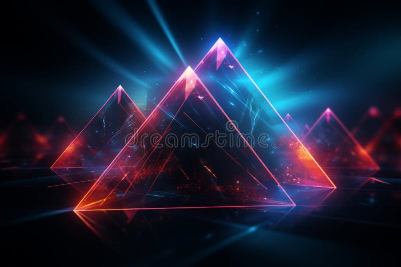 Futuristic Neon Triangles Background Stock Illustration - Illustration of pink, room: 311768584