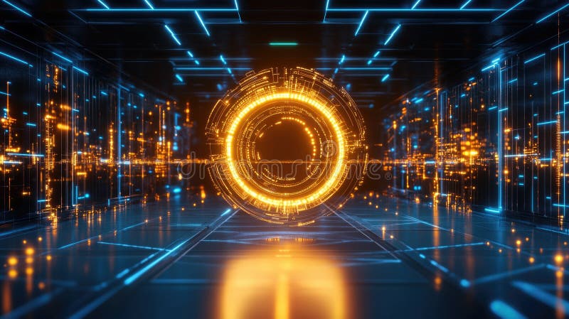 Luminous Neon Tunnel Futuristic Glowing Pathway Infinity Stock Photos ...