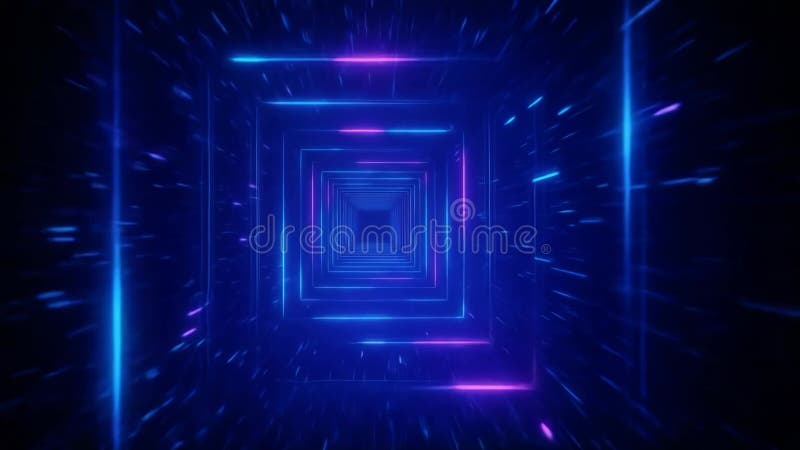 Futuristic Neon Tunnel with Glowing Purple Blue Lights Stock Video ...