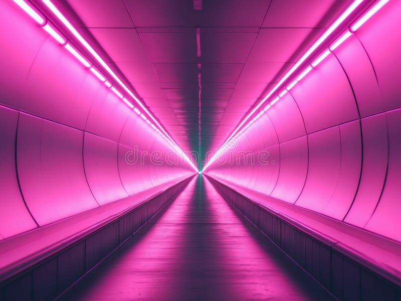 Futuristic Neon Tunnel with Pink Lighting. Stock Image - Image of ...
