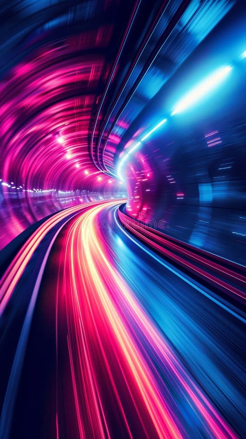 Futuristic Neon Tunnel with Vibrant Light Trails and Dynamic Motion ...