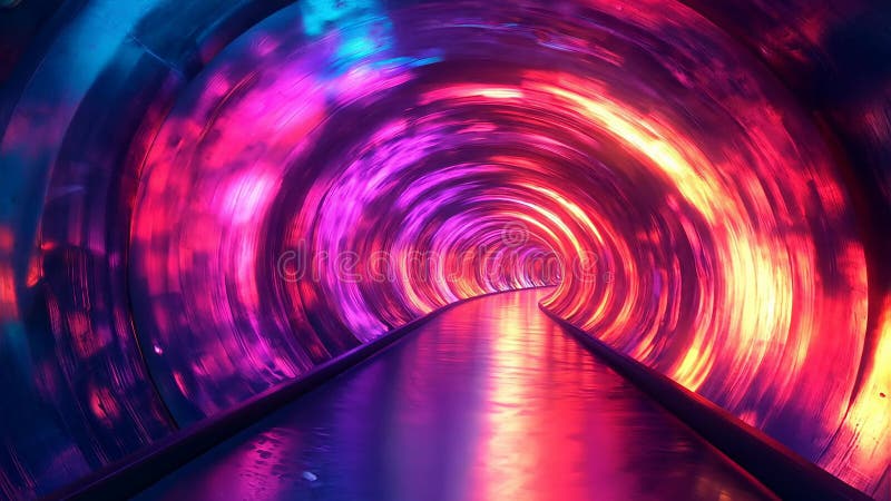 Futuristic Neon Tunnel with Vibrant Moving Lights Stock Video - Video ...
