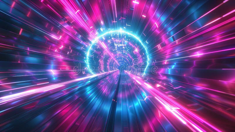 Futuristic Neon Tunnel with Vibrant Pink and Blue Light Streaks ...