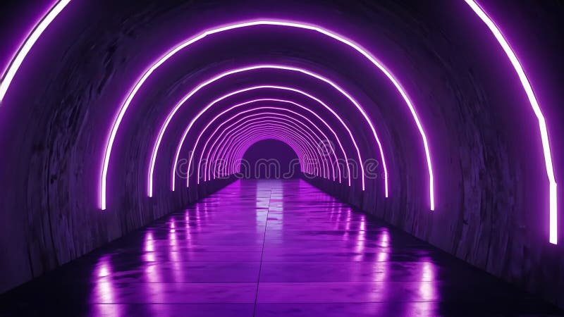 Futuristic Neon Tunnel with Vibrant Purple Glow Stock Footage - Video ...