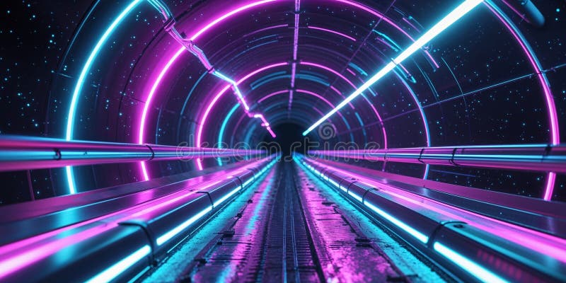 Futuristic Neon Tunnel Vision a Hypnotic Passage through the Digital ...