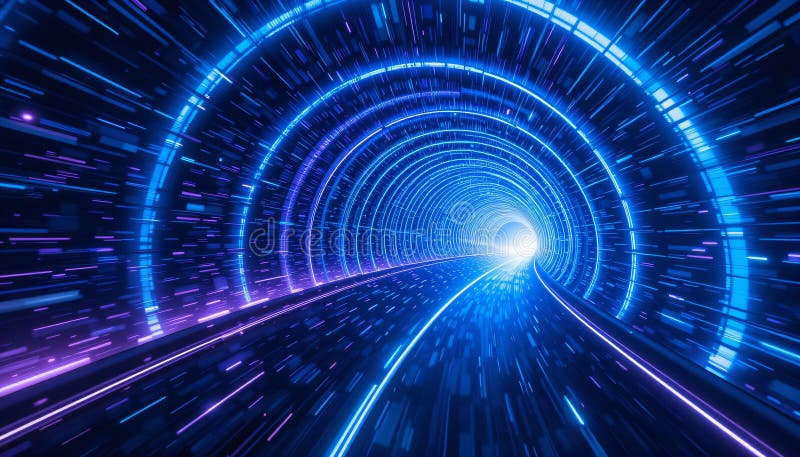 Futuristic Neon Tunnel Visual Experience Stock Illustration ...