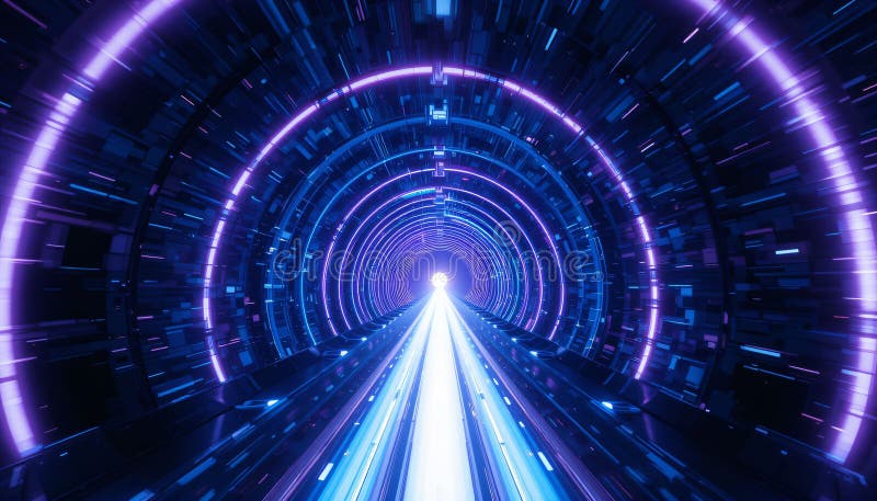 Futuristic Neon Tunnel Visual Experience Stock Illustration ...