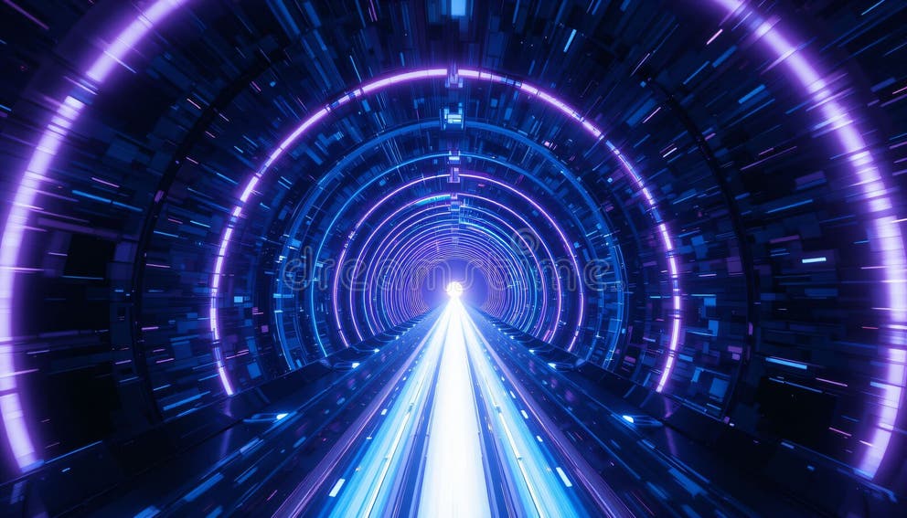 Futuristic Neon Tunnel Visual Experience Stock Illustration ...