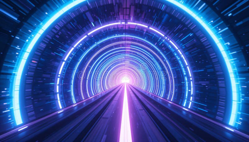 Futuristic Neon Tunnel Visual Experience Stock Illustration ...