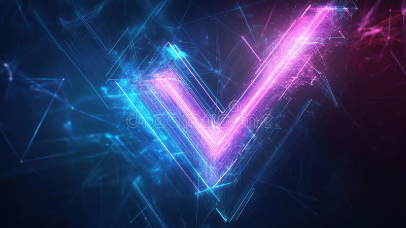 Futuristic Neon V Shape with Glowing Abstract Geometric Lines ...