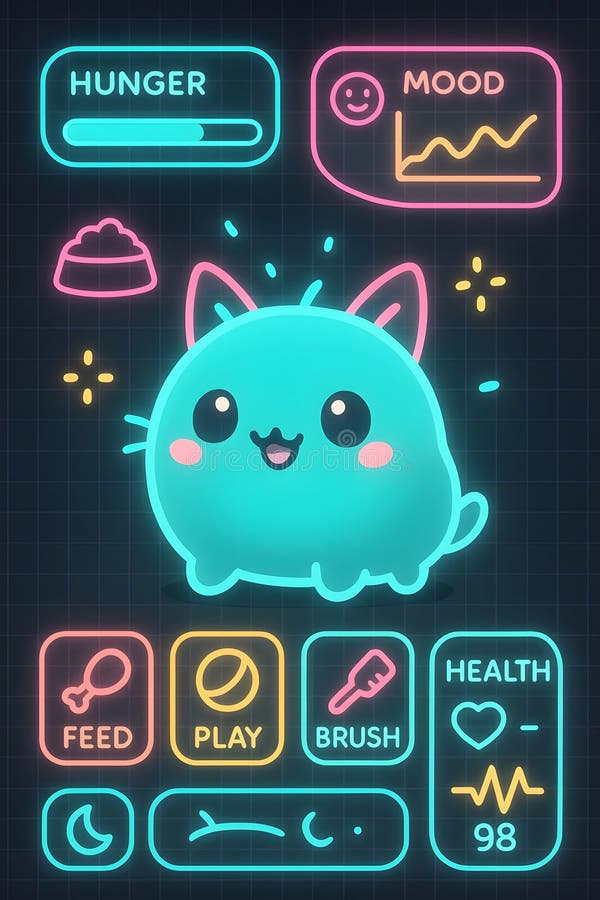 Futuristic Neon Virtual Pet Game Ui Stock Illustrations – 2 Futuristic ...