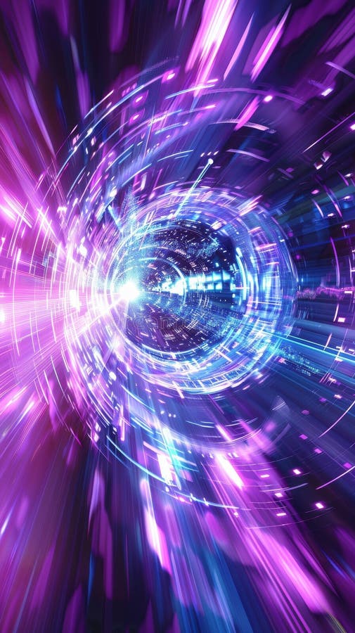 Futuristic Neon Vortex with Light Trails and Digital Patterns, Concept ...