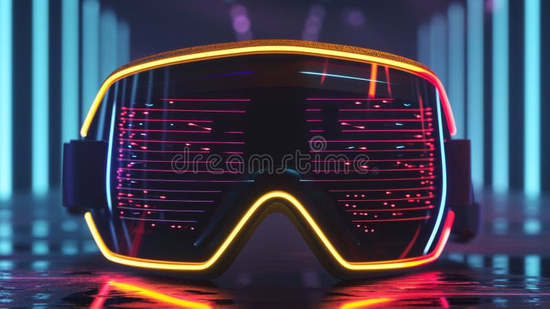 Futuristic Neon VR Headset. Bright Neon VR Headset on Dark Background ...