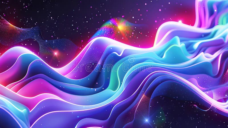 Futuristic Neon Wave Illustrations Stock Illustration - Illustration of ...