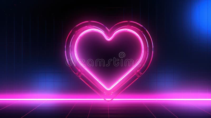 Futuristic Neon Wireframe Heart Glows with Abstract Allure, Ai ... Futuristic Neon Wireframe Heart Glows with Abstract Allure, Ai ...