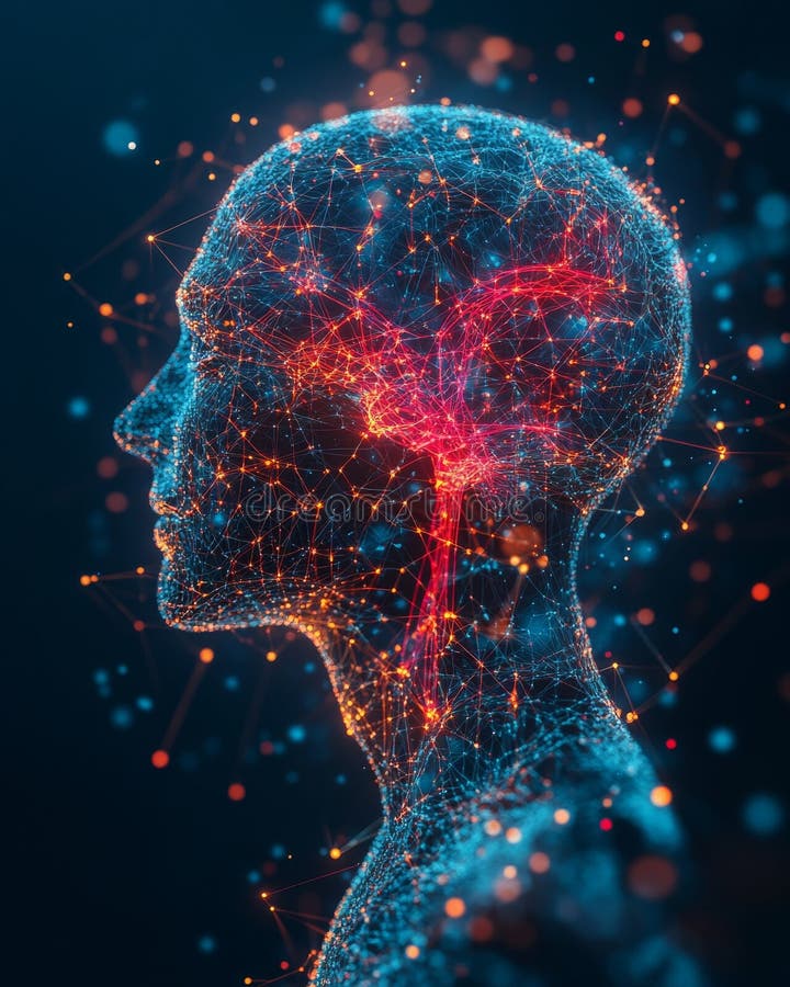 A Futuristic Network Concept Featuring a Glowing Female Brain Profile ...