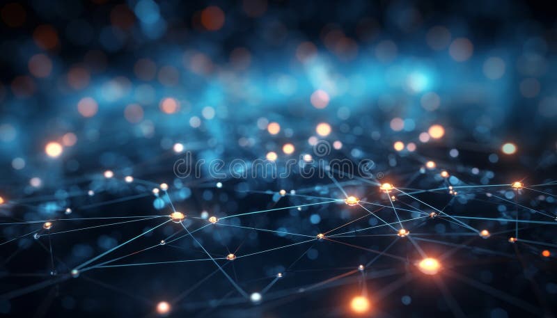 Futuristic Network Connection Illustration with Glowing Dots and Lines ...