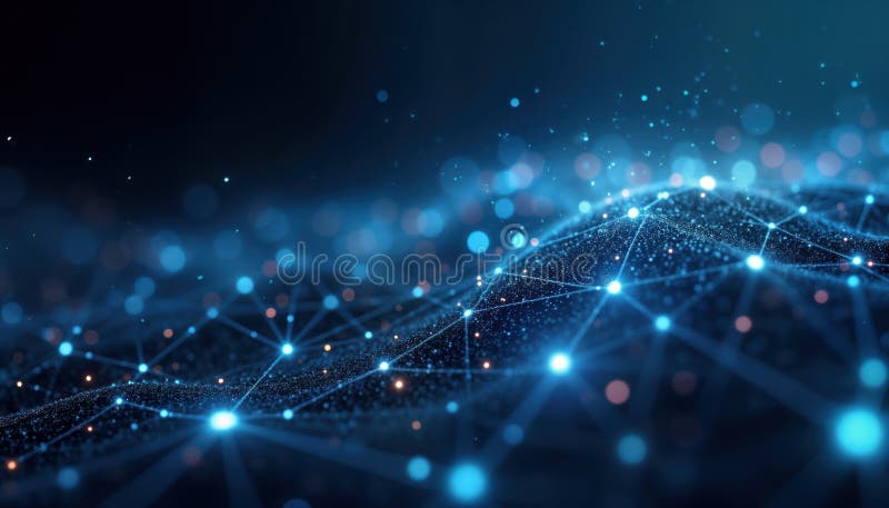 Futuristic Network Connections Form Dynamic Structure. Complex Web of Data Points, Lines ...