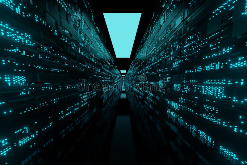 Futuristic Network Data Center Servers and Supercomputers Background 3D ...