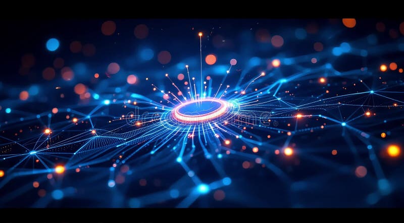Futuristic Network Data Stream Digital Flow Stock Footage - Video of orange, vibrant: 383813730