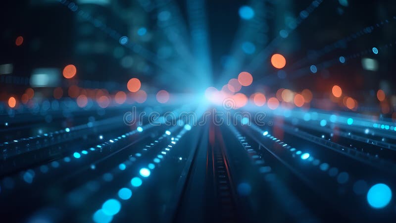 Futuristic Network Data Stream with Light Streaks Stock Illustration ...