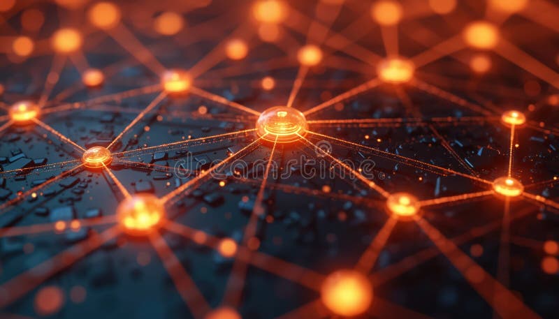 Futuristic Network Design with Glowing Connections. Abstract Digital ...