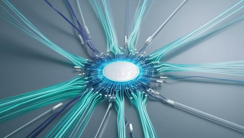 Futuristic Network Design with Glowing Fiber Optics and Fluid Digital ...