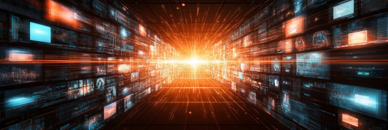 Futuristic Network Dynamic Technology Background with Blurry Data ...