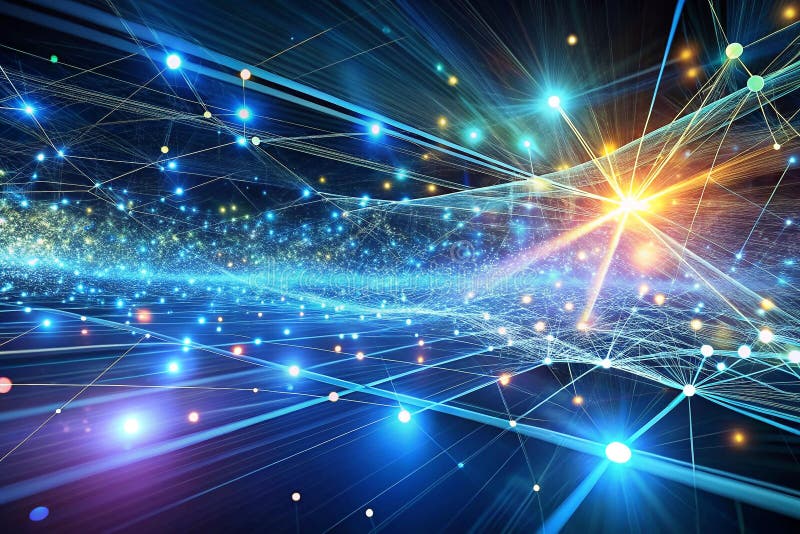 Futuristic Network Flow Graphic Digital Connection, Glowing Network ...