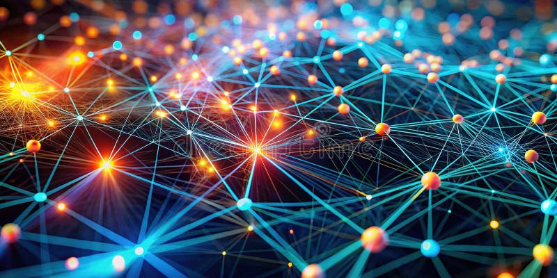 A Futuristic Network of Glowing AI Nodes Visualizing the Intelligent Future of Technology Stock ...