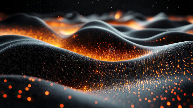 Futuristic Network of Glowing Waves Featuring Complex Math Expressions ...