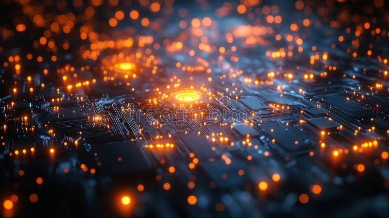 A Futuristic Network Hub with Glowing Connections Illuminating a ...