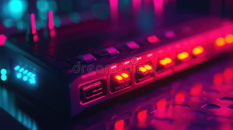 Futuristic Network Hub Glowing with Neon Lights in Cyberpunk Setting ...