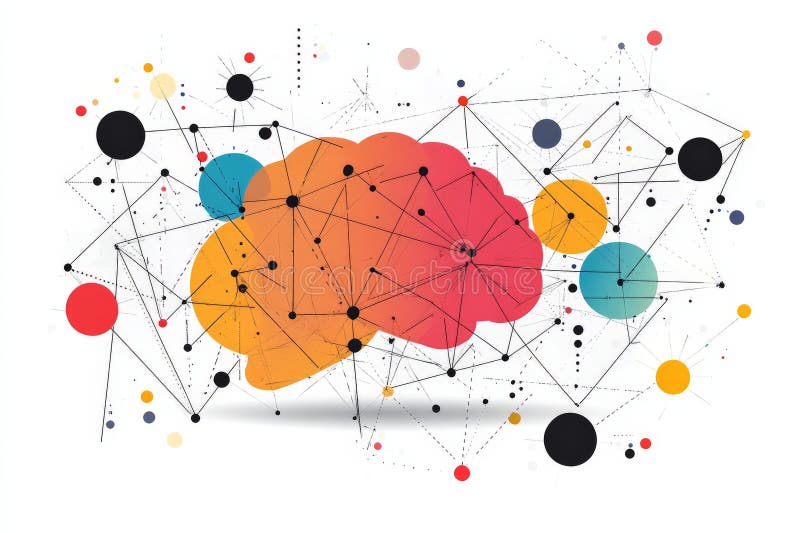 Futuristic Network of Interconnected Nodes Lines Forming Brain ...