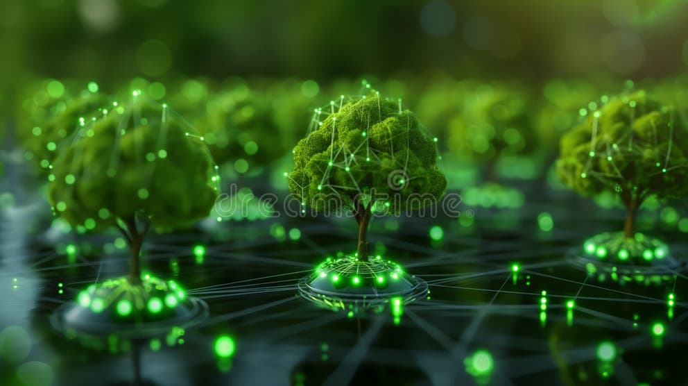 Futuristic Network of Interconnected Trees Stock Photo - Image of ...