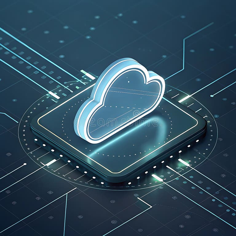 Futuristic Network with Luminous Design and Connected Cloud, a Digital ...