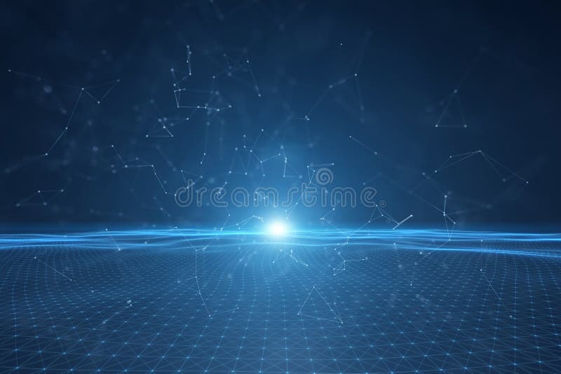 Futuristic Network Net with Lines and Dots Stock Illustration ...