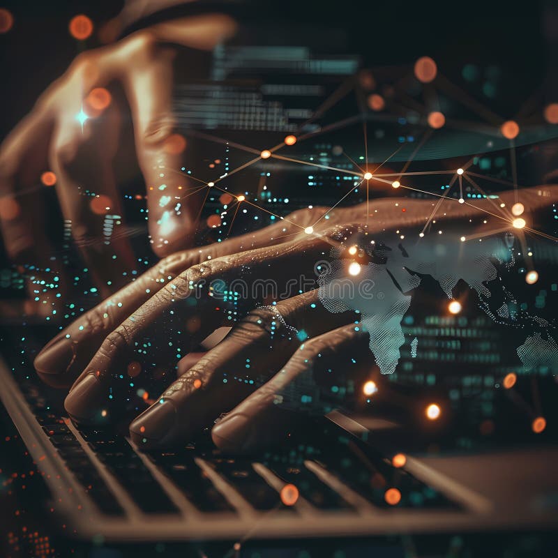 Futuristic Network Typing AI Generative Stock Image - Image of typing, generated: 321421823