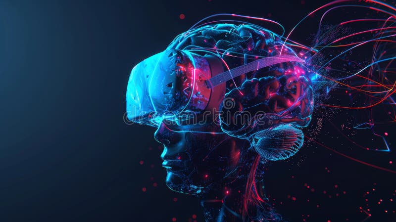 Futuristic Neural Connections in Virtual Reality with Vr Headset and ...