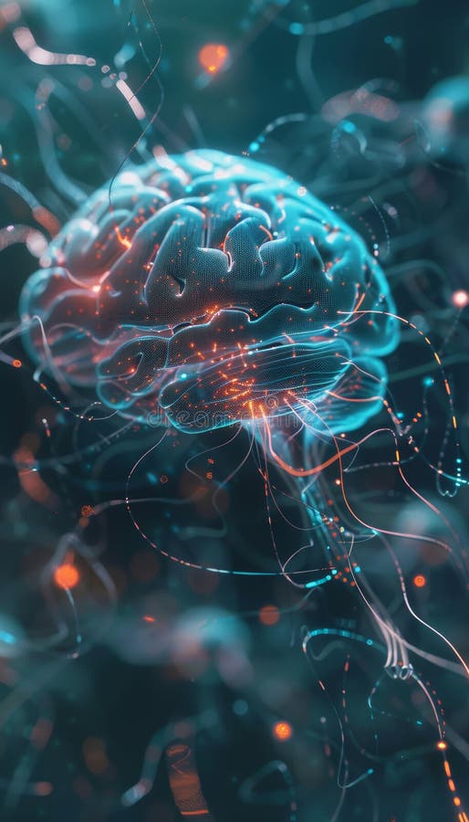 Futuristic Neural Interface Merging Brain and Computer with Glowing ... Futuristic Neural Interface Merging Brain and Computer with Glowing ...