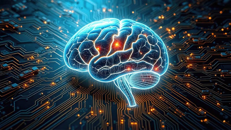 Futuristic Neural Network Artificial Intelligence Integrated with Advanced Circuitry Stock ...