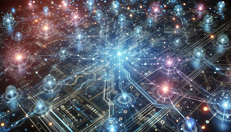 Futuristic Neural Network Background with Glowing Interconnected Nodes ...