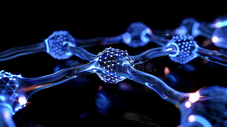 Futuristic Neural Network: Blue Glowing Synapse Connection, AI, Tech ...