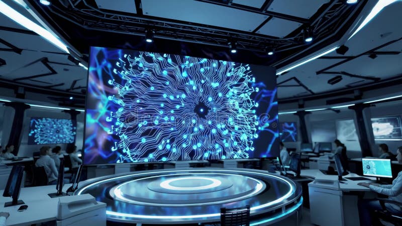 Futuristic Neural Network Command Center with Digital Display Stock ...