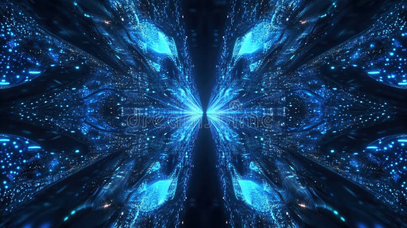 Futuristic Neural Network Design in Deep Blue and Cyan with Central ...