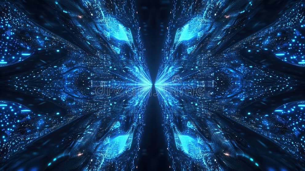 Futuristic Neural Network Design in Deep Blue and Cyan with Central ...