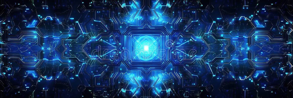 Futuristic Neural Network Design with Deep Blue and Cyan Patterns ...