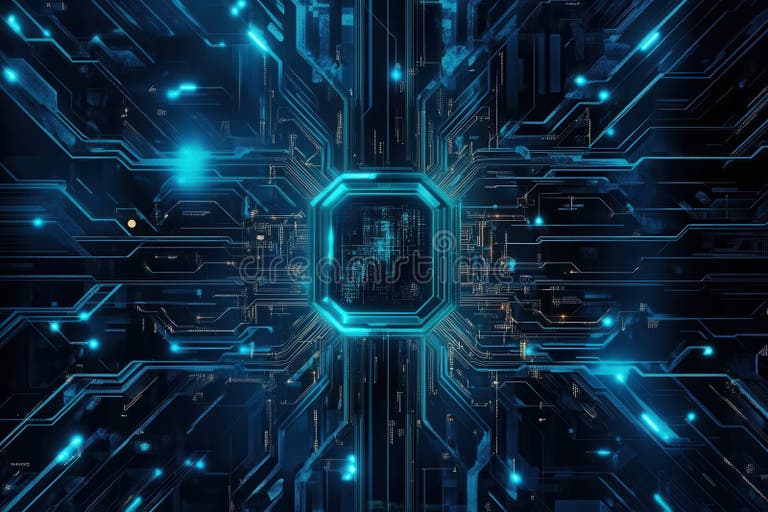 Futuristic Neural Network Design with Deep Blue and Cyan Patterns ...