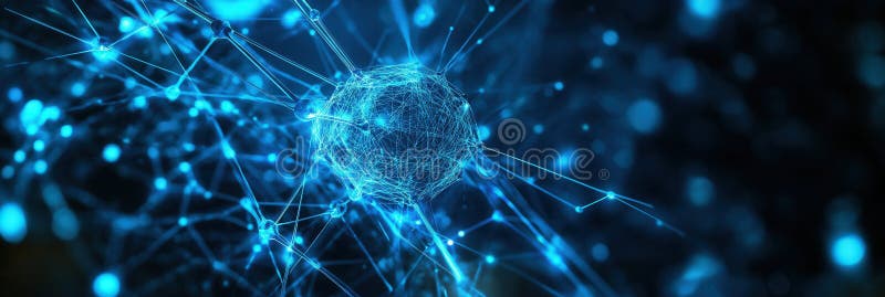 Futuristic Neural Network Design Featuring Deep Blue and Cyan Patterns ...